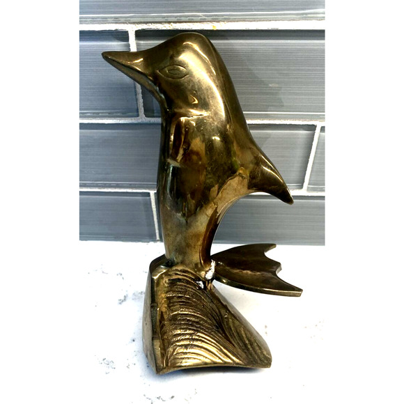 Accents | Vintage Solid Brass Dolphin 5 Figurine Sea Ocean Paperweight ...